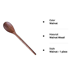 Wooden Spoon for Cooking, 14 Inch Walnut Wood Mixing Spoon for Soup Stirring, Nonstick Kitchen Serving Spoons Scooper Utensil with Long Comfortable Handle Smooth Finish Tableware