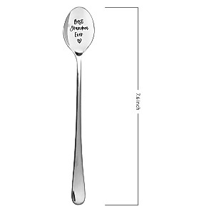 Best Grandma Gifts - Best Grandma Ever Spoon - Tea Coffee Lover Stainless Steel Engraved Spoon Funny Mother's Day Christmas Birthday Gift for Grandma