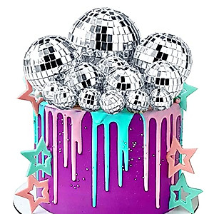 14 Pcs Disco Ball Cake Topper, Disco Cake Decorations for Birthday, Bachelorette Party, 70s 80s 90s Theme Disco Party Decorations Supplies