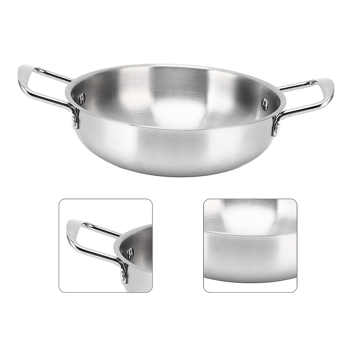 Korean Ramen Pot, Binaural Noodle Pot Flat Small Exquisite Heating Evenly EcoFriendly for Office for Dormitory for Outdoor Camping (26cm)