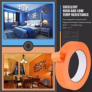 Lichamp 3 Pack Orange Painters Tape 1 inch, Orange Masking Tape 1 inch x 55 Yards x 3 Rolls (165 Total Yards)