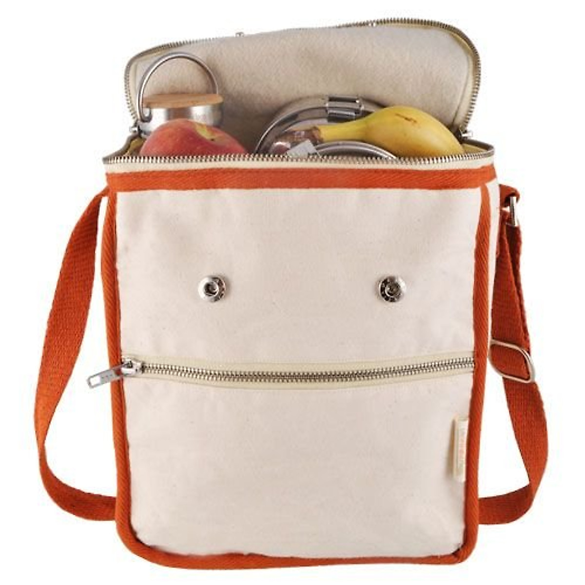 Wool Insulated Organic Cotton Lunch Bag - Orange Trim