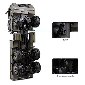 GoolRC RC Military Truck, 1:12 Scale 6WD Remote Control Car, 2.4GHz Army Cars All Terrain Off-Road Truck, Electric Toy Vehicle Gift for Adults