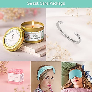Get Well Soon Gifts for Women, 12 Pcs Care Package Get Well Gift Basket for Sick Friends After Surgery, Feel Better Self Care Gift, Sympathy Gifts Thinking of you Box for Women Mom Her w/Cyan Blanket