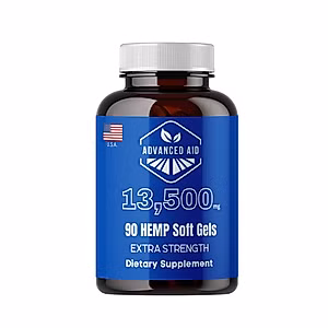 Advanced Aid Natural Premium Organic Hemp Extract 13,500mg (150mg per SoftGel) 90ct Non-GMO Ultra-Pure CO2 Extracted Made in The USA. Read Description