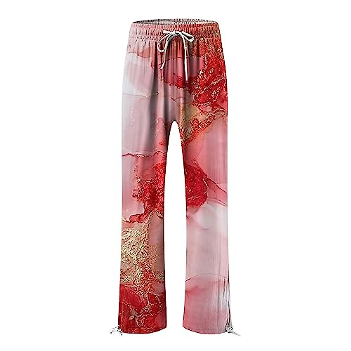 High Waisted Pants for Women, 9-Pant Casual Loose Waist Cotton Linen Wide Leg Long Pants with Pockets Lounge Pants Women Trouser Fold Over Yoga Pants 34 Inseam Pants Slacks (XXL, Red)