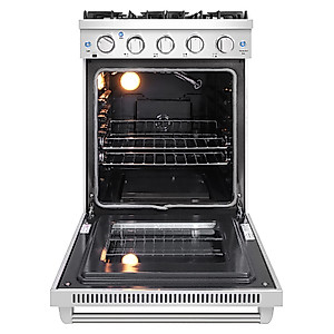 COSMO COS-EPGR244 24 in. Haven Collection 3.73 cu. ft. Gas Range with 4 Sealed Burners, Cast Iron Grates, Convection Oven, Stainless Steel