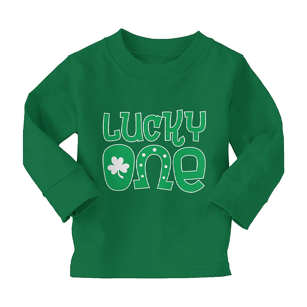 Lucky One - Horseshoe Shamrock Long Sleeve Toddler Cotton Jersey Shirt (Kelly - Long Sleeve, 2T)