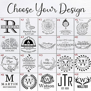 Personalized Bamboo Pizza Board with Handle Customized Wood Serving Cutting Pizza Board with Engraved Custom Name Monogram – Wedding, Anniversary, Housewarming, Birthday, Mom, Dad Gift