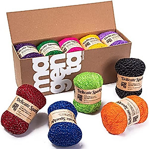 Magenta Textiles Metallic Sparkle Yarn (#1 Superfine) | 10x40g Acrylic Skeins - 2,840 Yards of Multicolor Glitter Yarn with Metallic Flecks for Crocheting | Fingering/Sock Glitter Yarn