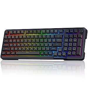 Redragon Mechanical Keyboard Wireless, Gaming Keyboard Wireless 3-Modes 94 Keys Mechanical Keyboard Hot-Swap Socket, RGB Creamy Gaming Keyboard Gasket Structure for PC/Tablet/Laptop/Xbox/PS4