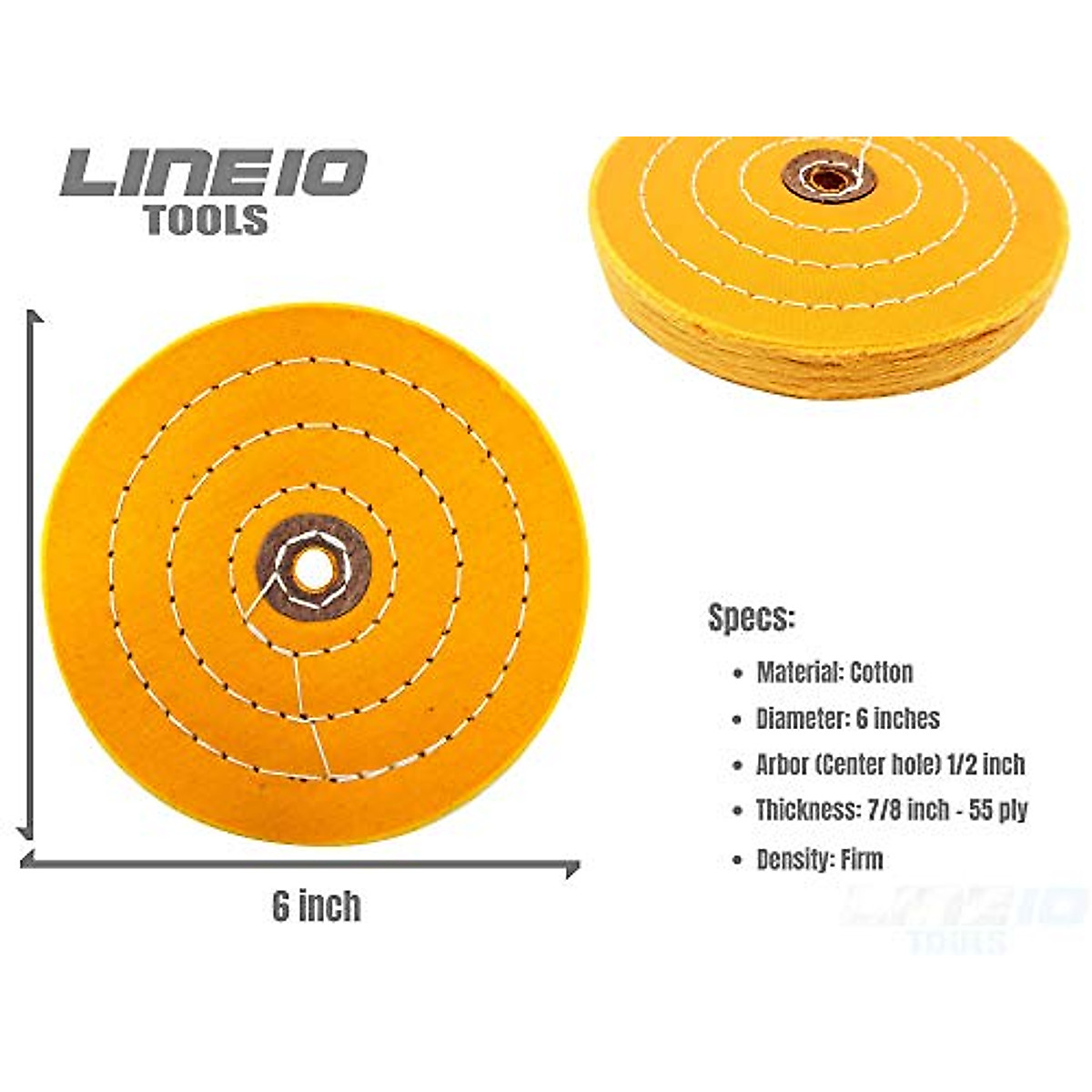 6 Inch Buffing Wheel Kit for Bench Grinder and Drill with 3 Step Hard Metal Polishing Compound