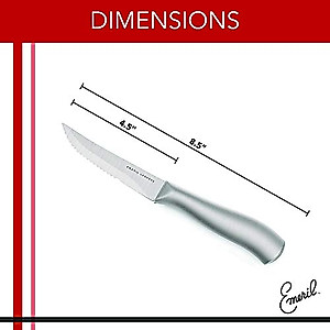 Emeril Lagasse Best Stainless Steel Steak Knife Set - 4.5” (Large Hallow Handles) - Serrated Steak Knife Set Kitchen Dinner Knifes Without Block (8-Piece)