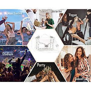 OllarKt Clear Purses For Women, Small Clear Clutch Purse Clear Crossbody Bag Stadium Approved Silver Rhinestone Embellished Evening Bag, Gift for Women