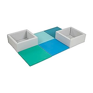 ECR4Kids SoftZone Play Patch Activity Mat and Toy Bins, Beginner Playset, Contemporary, 6-Piece
