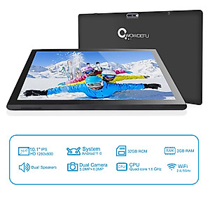 CWOWDEFU 10 Inch Tablet with Case,Android 11.0 Tablets (GMS Certified),3GB RAM 32GB ROM,6000mAh,AX WiFi 6 Tablet with 5MP+8MP Dual Camera,Quad-Core Processor and Dual Box Speakers (Black)