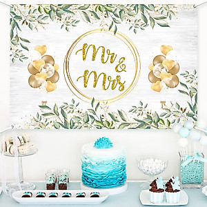 Aonbon Mr & Mrs Backdrop, Wedding Backdrop Banner, Wedding / Engagement / Bridal Shower Party Decoratoions