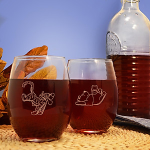 Disney Winnie The Pooh Happy Days Stemless Tumbler Glasses for Drinking 17 oz - 2 Pack