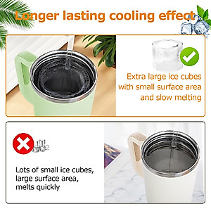 MooManGoo Ice Mold for Stanley Cup, Silicone Ice Cube Tray with Lid and Bin for 40 oz Tumbler Cup, Cylinder Ice Maker for Drinks, Coffee and Cocktails, Whiskey, Easy to Release (Green)