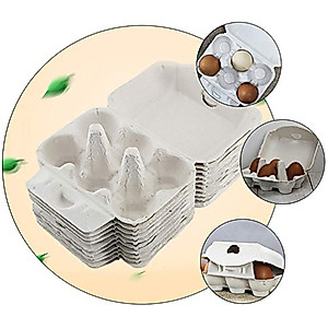 Cabilock 20pcs Egg Cartons Paper Trays Printed Natural Pulp Egg Cartons Holds Up to 6 Eggs Biodegradable Pulp Fiber Egg Flats Egg Organizing Cases