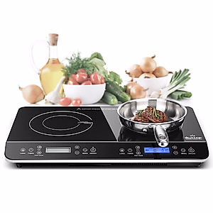 Duxtop LCD Portable Double Induction Cooktop 1800W Digital Electric Countertop Burner Sensor Touch Stove, 9620LS/BT-350DZ & Professional Portable Induction Cooktop, P961LS/BT-C35-D
