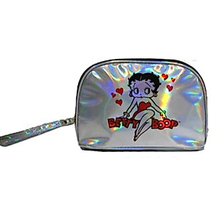 Betty Boop Wallet - Clasp Closure or Zip Around Clutch Wallet Wristlet Phone Case Organizer Wallet with Wrist Strap (Silver Pouch/Wallet)