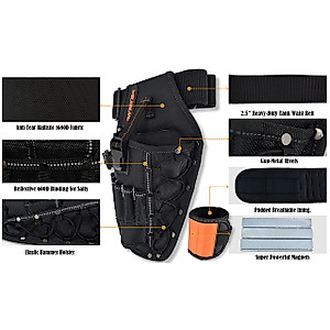 3-In1 Drill Holster Set w/Strong Magnetic Wristband & Solid 2 inch Belts for Men, Drill Holder, Tool Belt Drill Holder, 12v Power Tool Holster, Impact Holster, Impact Holder, Magnetic bit Holder