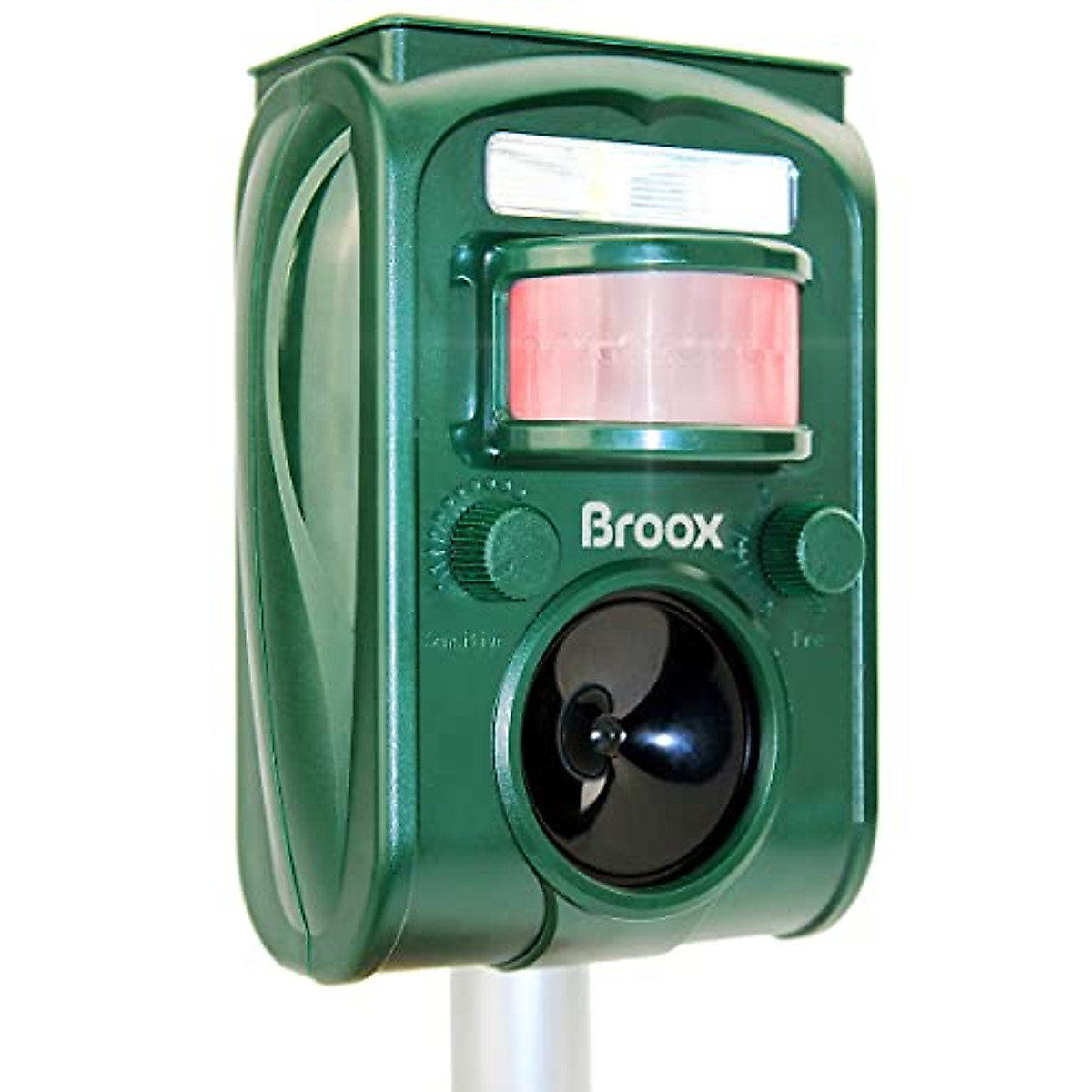 Broox 2023 Upgraded Solar Animal Repeller, Ultrasonic Repellent, Waterproof, Wireless, Motion Detection, LED Flashing Light, Dog, Cat Repellent, Squirrel, Raccoon, Skunk, Rabbit, Rodent, Fox, Deer