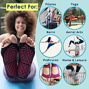 Tucketts Allegro Toeless Non-Slip Grip Socks - Anti Skid Yoga, Barre, Pilates, Home & Leisure, Pedicure - S/M - 2 pairs Black/Grey-Blush