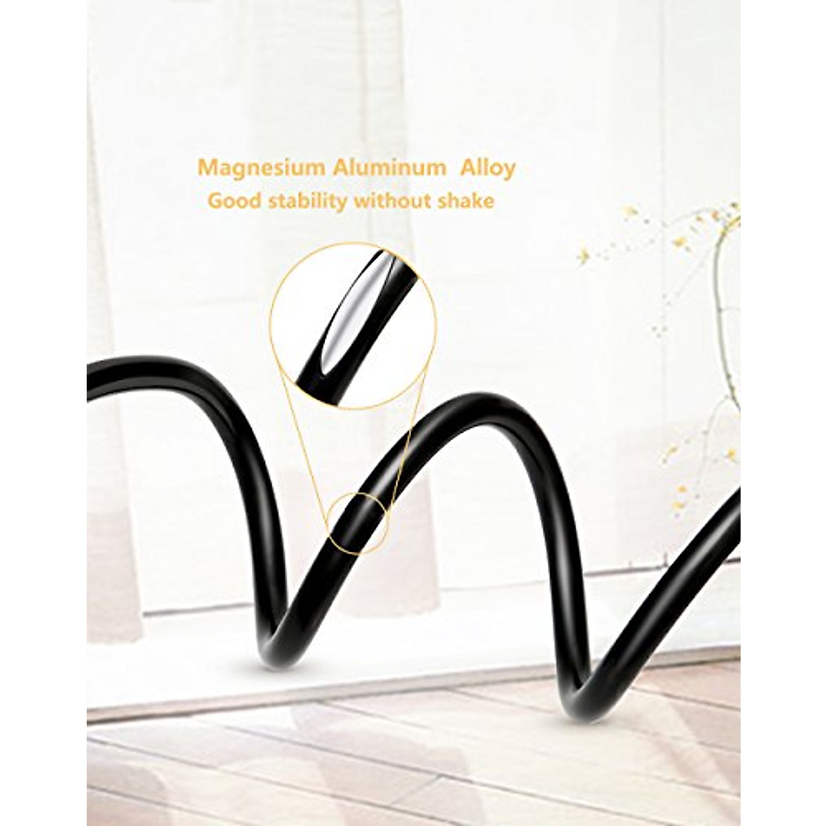 ZTON Universal Cell Phone Holder, Universal Mobile Phone Stand, Lazy Bracket, Flexible Long Arms Clip Mount for iPhone, LG, etc.in Office Bedroom Desktop.(Black)