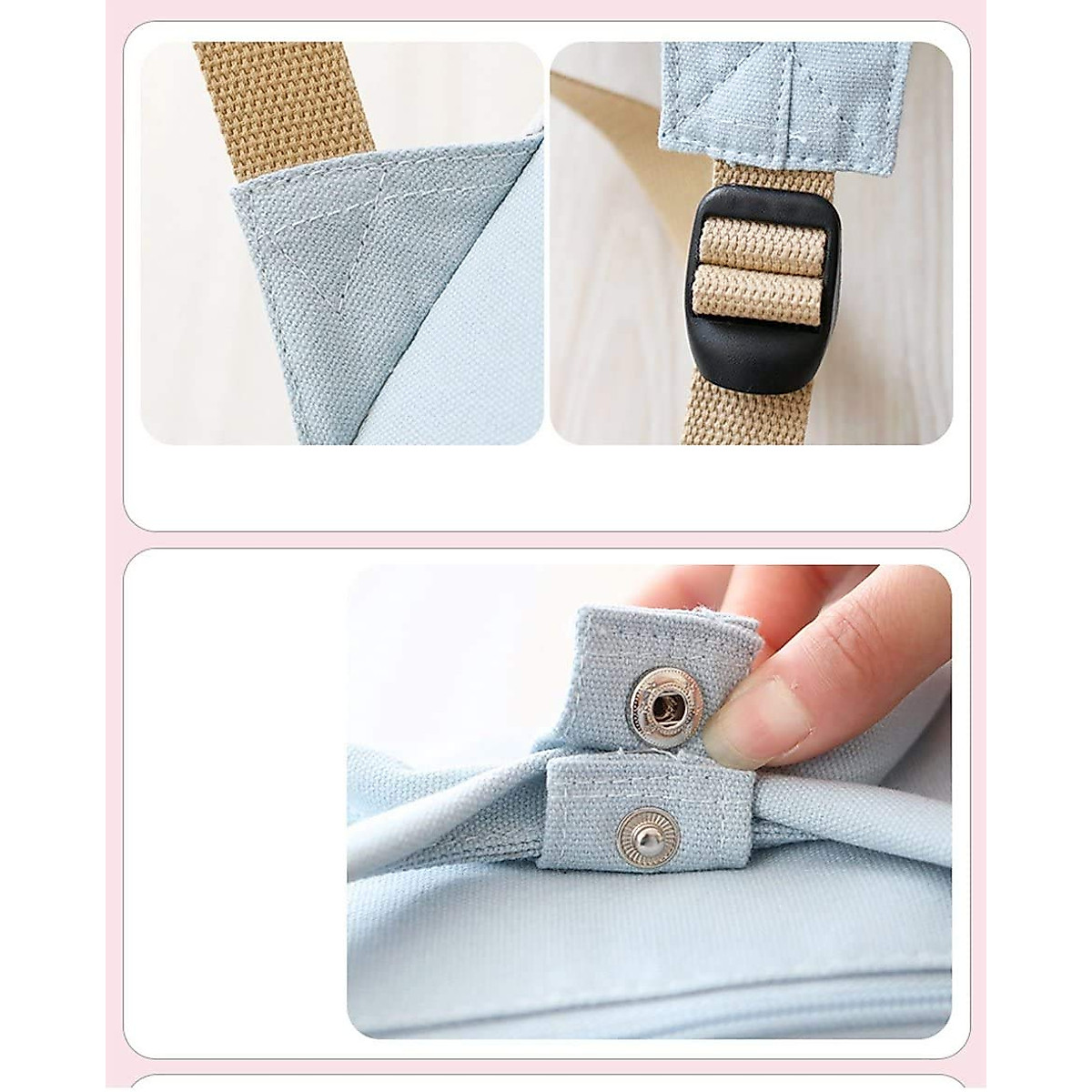 Women Girls Japanese And Korean Style Bags Cute Cat Canvas School Backpack (Blue)