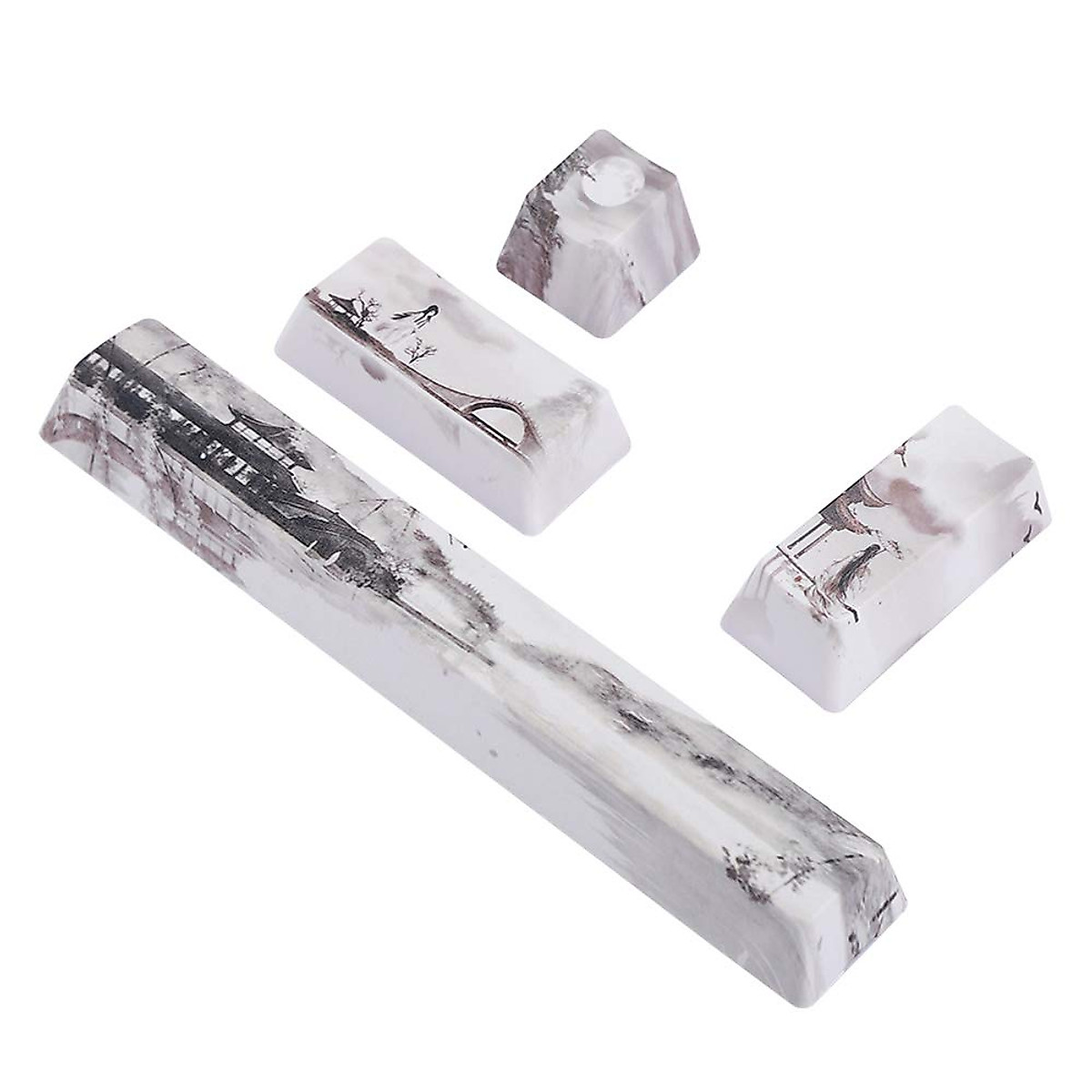 Bewinner1 DIY Keycaps, PTB PC Gaming Mechanical Keyboard Space Keycap ESC Keycap Enter Keycap Numpad Enter Keycap, Universal Computer Keyboards Cap Landscape Painting PTB Grey