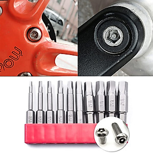 Saipe 10-Piece Magnetic Pentagon Head Screwdriver Bit Set Metric Sizes 1/4 Inch Hex Shank 5 Sided Security Tamper Proof Screw Driver Drill Bits, 50mm/2inch Length for Power Drills and Impact Drivers