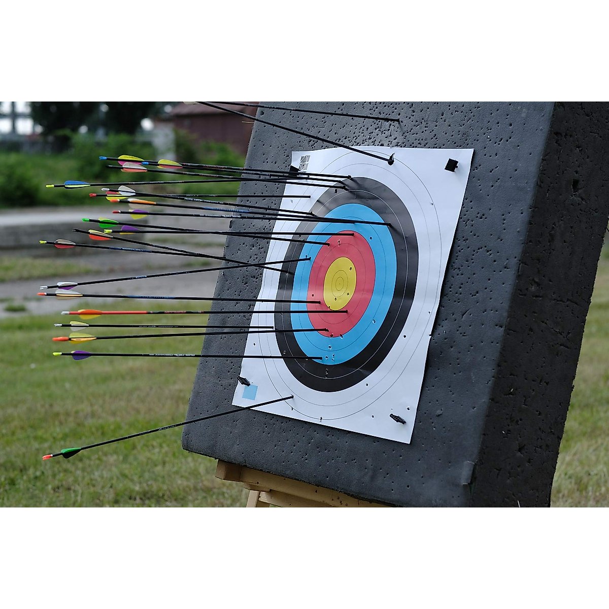 KHAMPA Archery Target for Backyard | 2x2 ft. Deluxe Double Layer Bow Target | includes 2 Paper Targets and Push Pins for Crossbow or Compound Bows