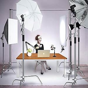 ShowMaven C Stand with Boom Arm, Heavy Duty 10ft Light Stand for Photography Studio Video Reflector, Monolight and Backdrops