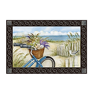Studio M MatMates Beach Bike Decorative Floor Mat Indoor or Outdoor Doormat with Eco-Friendly Recycled Rubber Backing, 18 x 30 Inches