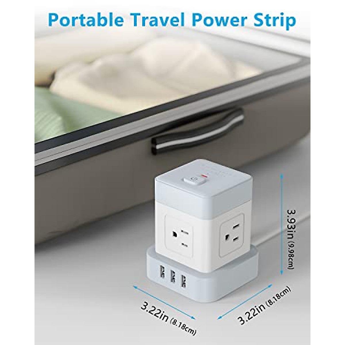Power Strip with USB Baykul Flat Plug Extension Cord Cube with 4 Outlets 3 USB Ports 5ft Power Cord Surge Protector Desktop Charging Station Overload Protection Compact Portable for Home Travel Office