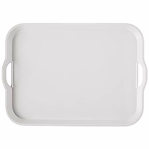 Hutzler Melamine Serving Tray with Handles, 20" x 15", White