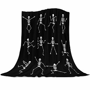 JOOCAR Halloween Skull Skeleton Throw Blanket: Luxury Soft Warm Funny Dance Halloween Dancing Cartoon Fun Joints Party Vintage Throw Blankets for Girls Boys for Sofa Couch Bed Chair 40" x 50"