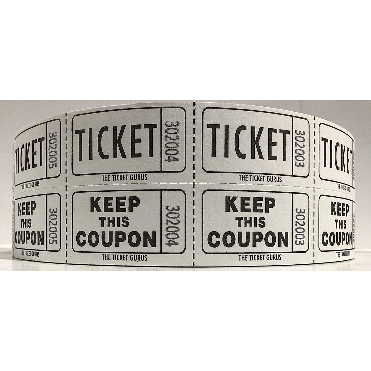 The Ticket Gurus-Raffle Tickets - (4 Rolls of 2000 Double Tickets) 8,000 Total 50/50 Raffle Tickets (2 Green & 2 White)