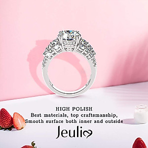 Jeulia Wedding Rings Engagement Rings for Women Anniversary Promise Ring Bridal Sets 925 Sterling Silver with 4.75 ct Primary Stone+2.59 ct Side Stone (7.5(U.S))
