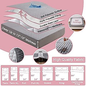 Bedecor Queen Air Mattress Pad Waterproof Mattress Topper Quilted, Air Bed Mattress Protector Heavy Absorbent Grey Breathable & Noiseless Mattress Cover Fitted Style Deep Pocket Up to 18"