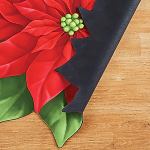 Collections Etc Festive Holiday Poinsettia-Shaped Flower Cut Out Mat
