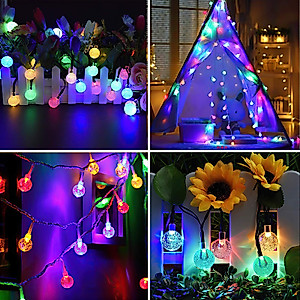 Techip Solar String Light 60LED Crystal Globe Solar Outdoor Lights with 8 Lighting Modes Waterproof Solar Globe Lights for Garden Tree Patio Party Christmas