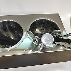 MYOYAY Commercial 8 Cups Stainless Steel Cylinder, Silverware Caddy Commercial 8 Holes Utensil Holder Stainless Steel Flatware Organizer Restaurant Flatware Cylinder Holder