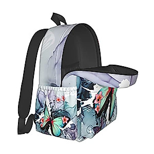 FDOUBZHI Butterfly Ink Paint Flowers Backpacks 16.9 Inch Laptop Tlarge Capacity Book Bag Adult Travel Hiking Camping Daypack