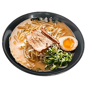 Z-Moments Melamine Round Bowls Japanese Ramen Vietnam Pho Noodles Soup Rice Bowls Set, Black, 5.5", 7", 8", 9", Black #LJB (24, 9" (44 oz))