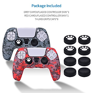 G-STORY 2PCS Camo Silicone Cover Skin for Xbox Series X Series S Controller, Anti-Alip Soft Rubber Case Protector for Xbox Series X Series S Controller with 8 Black Thumb Grip Caps