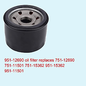 Fremnily 951-12690 Oil Filter 951-12260 Air Filter for MTD Engine 178-L0 178-L0-11 178-LU 4P90HU 4P90HUA 4P90HUB 4P90JHA 4P90JT 4P90JU 4P90JUA 4P90JUB 4P90JUC 4P90M0 4P90MU 4P90MUA 4P90MUB 4P90MUC