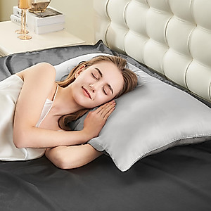 INFIIXSO Mulberry Silk Pillowcase for Hair and Skin, Silk Pillow Cases Standard Size Set of 2 with Hidden Zipper 20x26 Inches, Ultra Smooth Cooling Pillow Cases for Hot Sleepers(Light Grey,2 Pack)